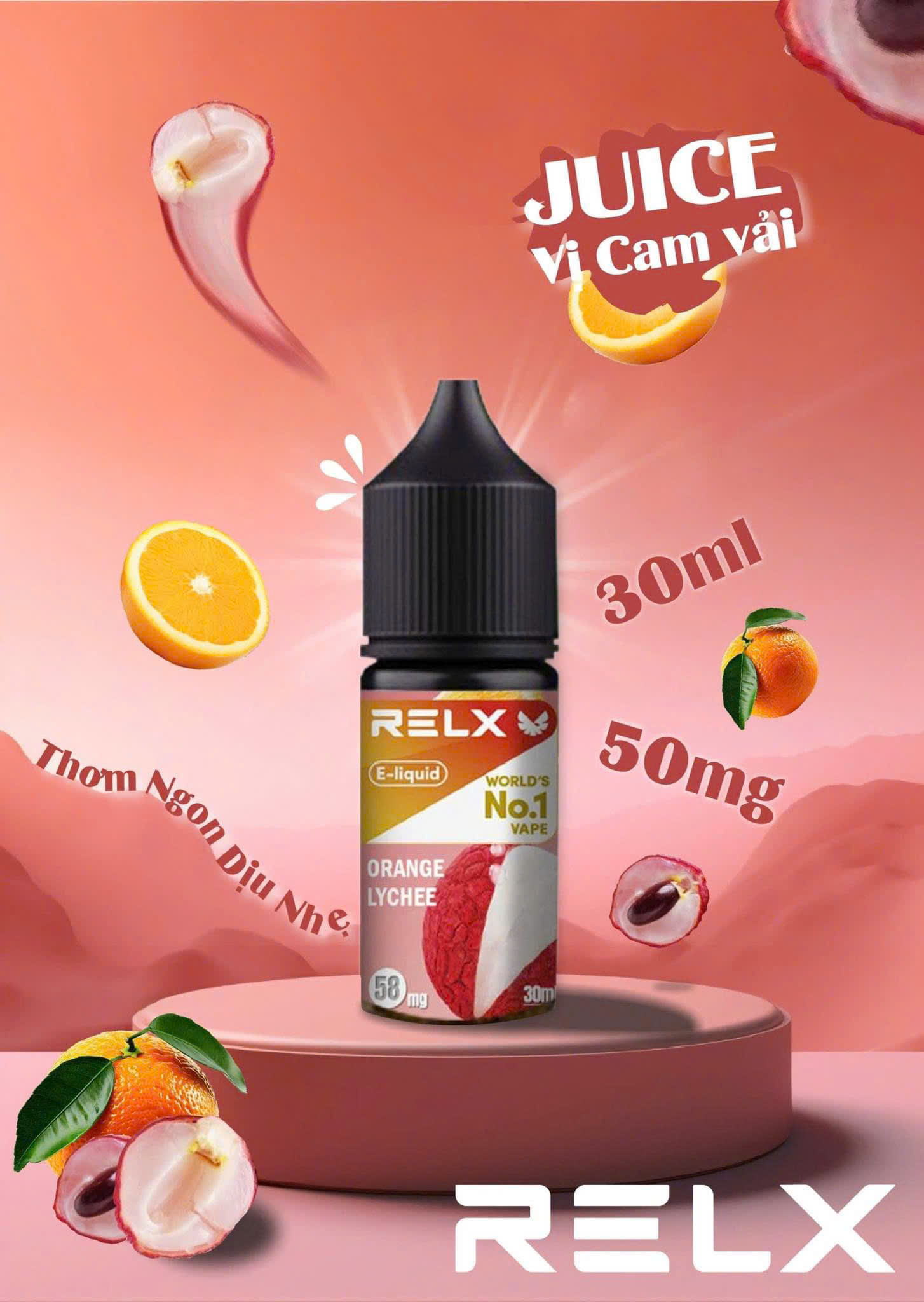 RELX Juice Orange Lychee (Cam Vải) 58MG 30ml - Podngon.vn
